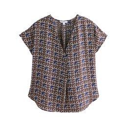 next Bluse Damen Gr&ouml;&szlig;e L navy / braun / wei&szlig;