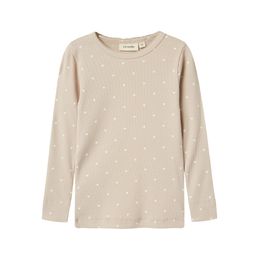 Lil'atelier Shirt 'NMFGago' M&auml;dchen Gr&ouml;&szlig;e 92 greige / wei&szlig;