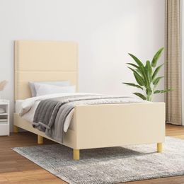 vidaXL Bettgestell ohne Matratze Creme 90x190 cm Stoff