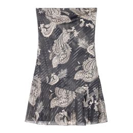 Bershka Kleid Damen Größe 40 taupe / schlammfarben / schwarz Winterkleid