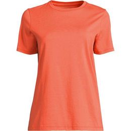 LANDS' END Supima Kurzarm-Shirt mit rundem Ausschnitt, Damen,  Orange, Baumwolle, by Lands' End