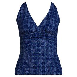 LANDS' END Tankinitop mit V-Ausschnitt in Lang-Gr&ouml;&szlig;e, Damen,  Blau, Nylon-Mischung, by Lands' End