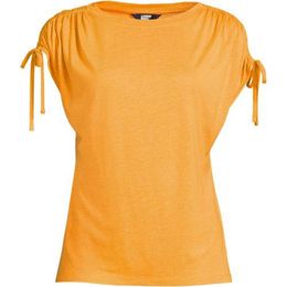LANDS' END Leinenmix-Shirt mit geraffter Schulter, Damen,  Orange, Leinen/Viskose, by Lands' End