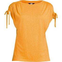 LANDS' END Leinenmix-Shirt mit geraffter Schulter, Damen,  Orange, Leinen/Viskose, by Lands' End