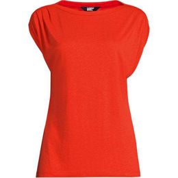 LANDS' END Shirt aus Leinenmix mit U-Boot-Ausschnitt, Damen,  Orange, Leinen/Viskose, by Lands' End