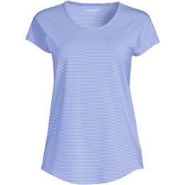 LANDS' END Shirt aus Baumwolle/Modal-Mix mit Ballett-Ausschnitt, Damen,  Blau, Baumwolle Modal, by Lands' End