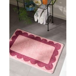 benuta Pop - Badteppich f&uuml;r Badezimmer - Badematte Frame Pink 80x150 cm