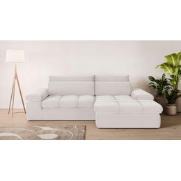 Ecksofa Home Affaire "ALVERIE mit Recamiere, moderne Steppung, Ma&szlig;e: B/T/H 274/203/106 cm", beige (creme), B:274cm H:106cm T:203cm, 100% Polyester, Sofas, Ecksofa, L-Form mit Wellenunterfederung, mit 4 R&uuml;ckenkissen, pflegeleicht Stoff