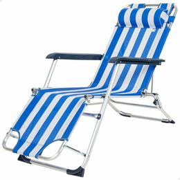 Liegestuhl Aktive Textilene Aluminium Blau Weiß 153 x 47 x 33 cm