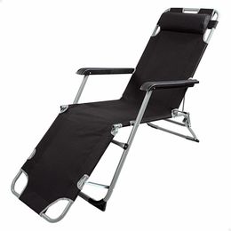 Liegestuhl Aktive Polyester 600D Stahl Schwarz 177 x 47 x 34 cm