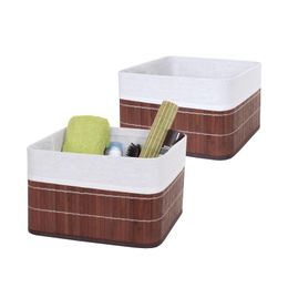 2er-Set Aufbewahrungskorb MCW-C21, Korb Aufbewahrungsbox Ordnungsbox Sortierbox Regalkorb, Bambus ~ braun