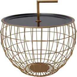 Beistelltisch Kayoom "Art Deco 500, Abstelltisch aus Metall,funktional und stabil", schwarz (schwarz, gold, schwarz), B:49,5cm H:37cm T:49,5cm, 100% Eisen, Tische, Dekorativ, mit abnehmbarem Griff ( 13 cm ), Stauraumfunktion