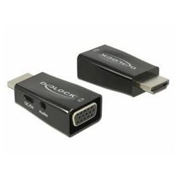 Delock 65901 HDMI / VGA / USB-C&reg; / Klinke Adapter [1x HDMI-Stecker - 1x D-SUB-Buchse 15pol., USB-C&reg; Buchse, 3.5 mm-Buchse] Schwarz 0 m