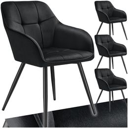 TecTake&reg; Esszimmerstuhl, gepolstert, in Samtoptik, gesteppt, schlanke Stahlbeine, 58 x 62 x 82 cm