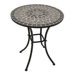 DEGAMO Bistrotisch SIENA 60cm rund, Eisen schwarz und Mosaik grau