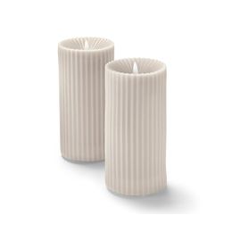Tchibo - 2 Outdoor-LED-Echtwachskerzen - grau-beige
