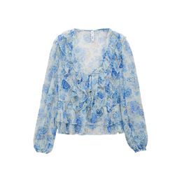 Mango Bluse 'RONALDI' Damen Gr&ouml;&szlig;e M creme / blau / pastellblau / hellblau