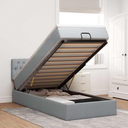 vidaXL Ottomane Bett mit Matratze & LEDs Hellgrau 90x200 cm Stoff