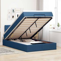 vidaXL Ottomane Bett mit Matratze & LEDs Blau 120x200 cm Stoff