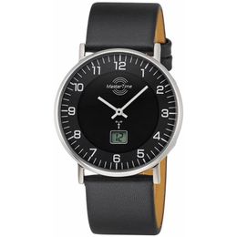 Funkuhr MASTER TIME "Basic", schwarz (schwarz, schwarz), Armbanduhren, Herren, Armbanduhr, Quarzuhr, Herrenuhr, Datum, Langzeitbatterie