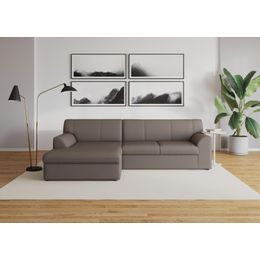 Ecksofa DOMO collection "Topper, elegant und zeitlos, kompaktes Stellma&szlig; 245/155cm, L-Form", braun (schlamm), B:245cm T:155cm, Sofas, Ecksofa, mit Recamiere, wahlweise mit Schlaffunktion