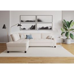 Ecksofa DOMO collection "Florentina zeitlos und elegant, Sitzn&auml;hte als Designelement, L-Form", beige (cream), B:243cm H:84cm T:209cm, Struktur fein (100% Polyester);Luxus-Microfaser (100% Polyester);Luxus-Microfaser in Chenille-Optik (100% Polyester);Microvelour (100% Polyester);Webstoff (100% Polyester), Sofas, Ecksofa, wahlweise mit Bettfunktion, mit Kontrastnaht, Komfortsitzh&ouml;he 47cm