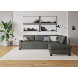 Ecksofa DOMO collection "Florentina zeitlos und elegant, Sitzn&auml;hte als Designelement, L-Form", grau (dunkelgrau), B:243cm H:84cm T:209cm, Struktur fein (100% Polyester);Luxus-Microfaser (100% Polyester);Luxus-Microfaser in Chenille-Optik (100% Polyester);Microvelour (100% Polyester);Webstoff (100% Polyester), Sofas, Ecksofa, wahlweise mit Bettfunktion, mit Kontrastnaht, Komfortsitzh&ouml;he 47cm