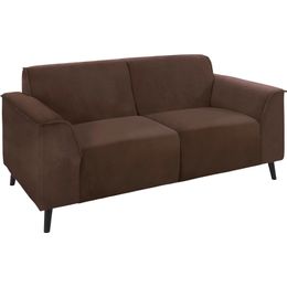 2-Sitzer DOMO collection "Amora, inklusive komfortablem Federkern f&uuml;r mehr Sitzkomfort", braun (dunkelbraun), B:178cm H:81cm T:90cm, Struktur (100% Polyester);Struktur grob (100% Polyester);Luxus-Microfaser (100% Polyester), Sofas, Komfortsitzh&ouml;he 47 cm, Fu&szlig;h&ouml;he passend f&uuml;r g&auml;ngige Saugroboter