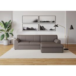 Ecksofa DOMO collection "Topper, elegant und zeitlos, kompaktes Stellma&szlig; 245/155cm, L-Form", braun (schlamm), B:245cm T:155cm, Sofas, Ecksofa, mit Recamiere, wahlweise mit Schlaffunktion