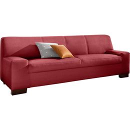 2-Sitzer DOMO collection "Norma, zeitlos, kubisch und elegant, komfortabel, flache Armlehnen", rot, B:192cm H:74cm T:85cm, Sofas
