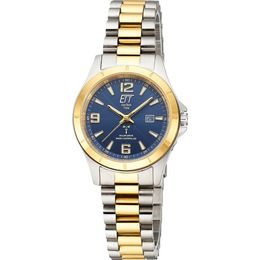 Funkuhr ETT "Gobi Lady", silber (silberfarben, goldfarben, blau), Armbanduhren, Damen, Armbanduhr, Solar, Damenuhr, Edelstahlarmband, analog