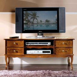 Pharao24.de TV Kommode mit Nussbaum furniert Barock Look