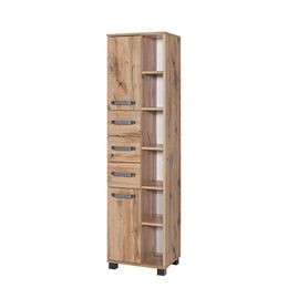 Pharao24.de Badezimmerhochschrank in Wildeichefarben Made in Germany