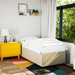 vidaXL Bettgestell ohne Matratze Creme 90x190 cm Stoff