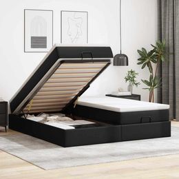 vidaXL Ottoman-Bett mit Matratzen Schwarz 160x200 cm Kunstleder