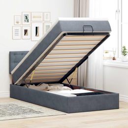 vidaXL Ottoman-Bett mit Matratze Dunkelgrau 100x200 cm Samt