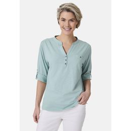 STOOKER WOMEN 3/4-Arm-Shirt »MARIE T-Shirt 3/4 - Arm« Regular Fit Slub Yarn Baumwolle Henley Shirt Knopfleiste für Damen feldspar green 36/38 36/38...