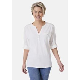 STOOKER WOMEN 3/4-Arm-Shirt »MARIE T-Shirt 3/4 - Arm« Regular Fit Slub Yarn Baumwolle Henley Shirt Knopfleiste für Damen vanilla white 40/42 40/42...