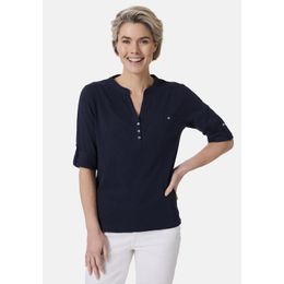 STOOKER WOMEN 3/4-Arm-Shirt »MARIE T-Shirt 3/4 - Arm« Regular Fit Slub Yarn Baumwolle Henley Shirt Knopfleiste für Damen blue marine 36/38 36/38...
