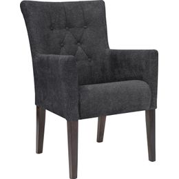 Esszimmerstuhl Home Affaire "King", grau (anthrazit, wenge), B:60cm H:92cm T:65cm, Polyester, Stühle, Esszimmerstuhl mit Knopfheftung