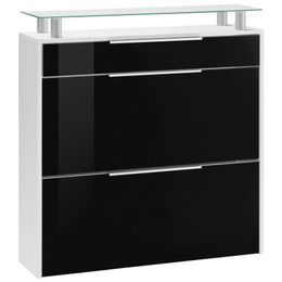 borchardt Möbel Schuhschrank BORCHARDT MÖBEL "Oliva", schwarz (weiß matt, schwarz hochglanz), B:89cm H:96cm T:24cm, Holzwerkstoff, Schränke, Breite 89 cm, hängend, mit 2 Doppeltrommel und 1 Schubkasten