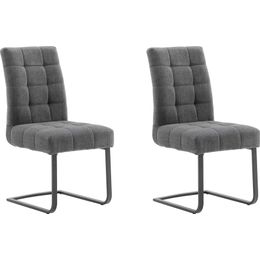 Freischwinger MCA furniture "Salta", grau (dunkelgrau, metall schwarz matt lackiert), B:48cm H:96cm T:64cm, Stühle, (2er-Set), Gestell-Flachrohr, schwarz matt lackiert, Aqua Clean Bezug