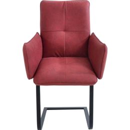 K+w Komfort & Wohnen Freischwinger K+W KOMFORT & WOHNEN, rot (bordeaux, schwarz), B:61cm H:95cm T:60cm, Stühle, Freischwinger, Gestell in Metall schwarz, Steppung im Sitz und Rücken