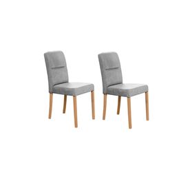 4-Fußstuhl Home Affaire "Laros", grau (grau, dekor eiche ontario), B:43cm H:91cm T:58cm, Massivholz, Stühle, Massivholzgestell