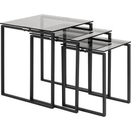 Satztisch ACTONA GROUP "Karolina", grau (rauch farbe, schwarz, rauch), B:50cm H:55cm T:50cm, Tische, mit einer Rauchglasplatten und einem schönen Metallgestell