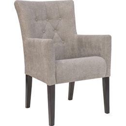 Esszimmerstuhl Home Affaire "King", grau (hellgrau, wenge), B:60cm H:92cm T:65cm, Polyester, Stühle, Esszimmerstuhl mit Knopfheftung