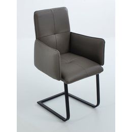 K+w Komfort & Wohnen Freischwinger K+W KOMFORT & WOHNEN "6502", braun (canyon, schwarz), B:61cm H:90cm T:62cm, Stühle, Freischwinger mit Armlehnen, Flachstahlkufe in schwarz