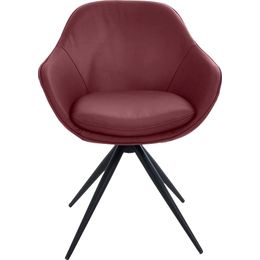 K+w Komfort & Wohnen Drehstuhl K+W KOMFORT & WOHNEN "ZOOM", rot (rubin 11), B:60cm H:83cm T:57cm, Stühle, 4-Fuß Drehstuhl mit Gestell aus Metall schwarz Struktur