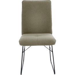 K+w Komfort & Wohnen Kufenstuhl K+W KOMFORT & WOHNEN, grün (salbei, schwarz), B:46cm H:91cm T:62cm, Stühle, Drahtgestell in Metall schwarz, Griff am Rücken, Steppung im Sitz