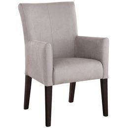 Esszimmerstuhl Home Affaire "King", grau (hellgrau, buche wenge), B:60cm H:92cm T:65cm, 100% Polyester, Stühle, Polsterstuhl, Armlehnstuhl, Gestell Massivholz
